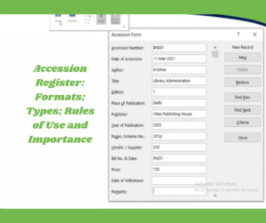Accession Register in Library: Formats; Types; Rules of Use ...